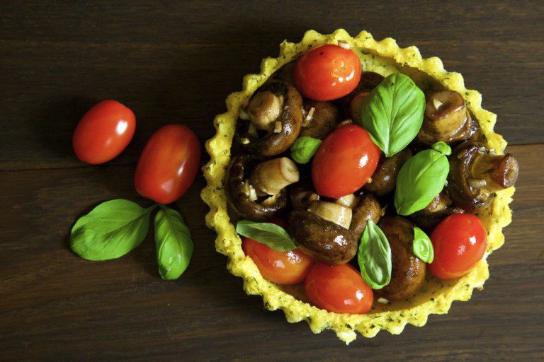 Polenta Baskets with Garlic Mushrooms and Tomatoes - thinlyspread.co.uk