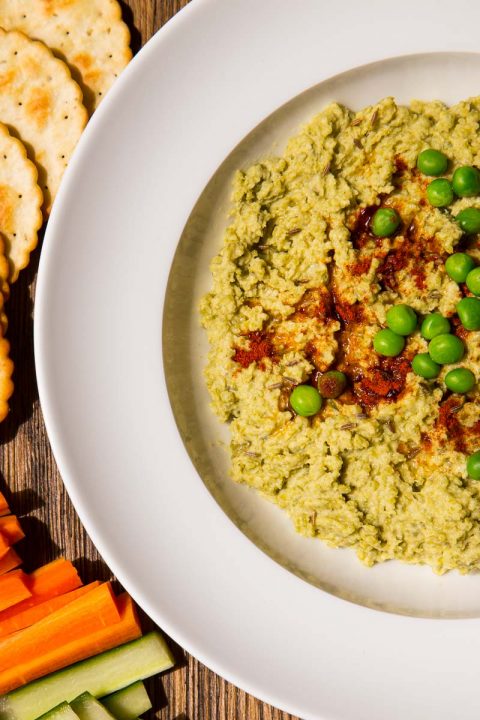 Split Pea Hummus with Roasted Garlic and Cumin - Thinly Spread